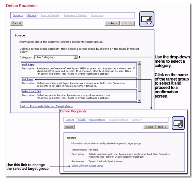 Using Target Groups to Define Recipients